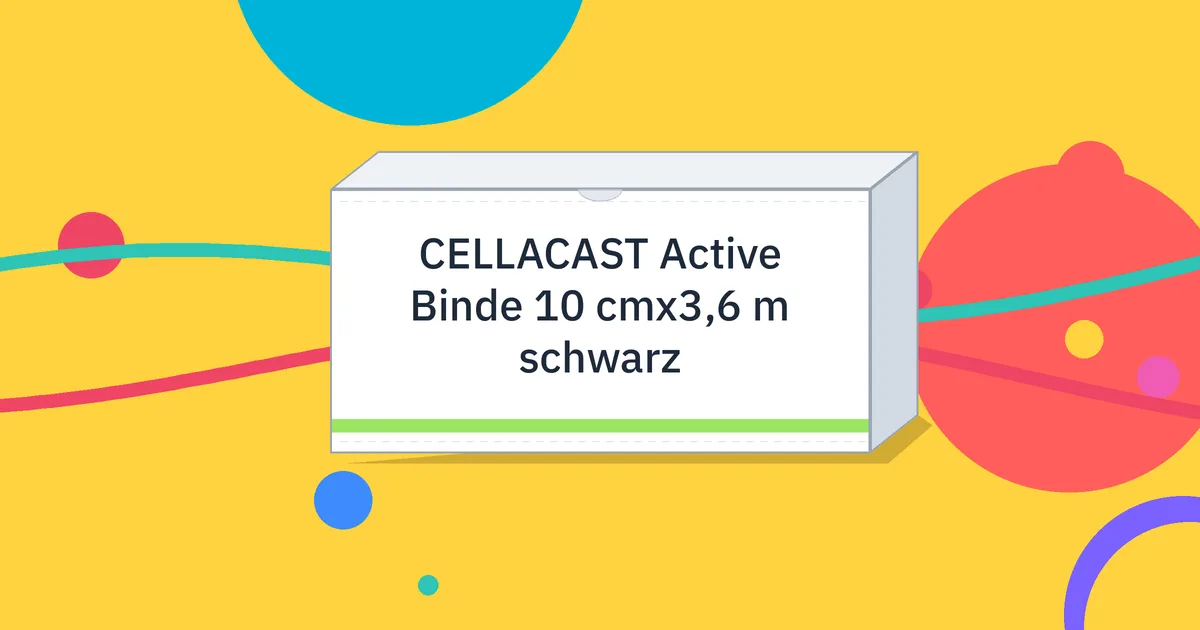 Symbolbild: Packung mit der Aufschrift CELLACAST Active Binde 10 cmx3,6 m schwarz (PZN 14264369) – Verfügbarkeit und Bezug in Apotheken in Frankfurt am Main