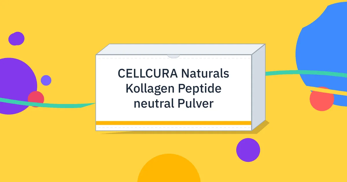 Symbolbild: Packung mit der Aufschrift CELLCURA Naturals Kollagen Peptide neutral Pulver (PZN 20723166) – Verfügbarkeit und Bezug in Apotheken in Frankfurt am Main