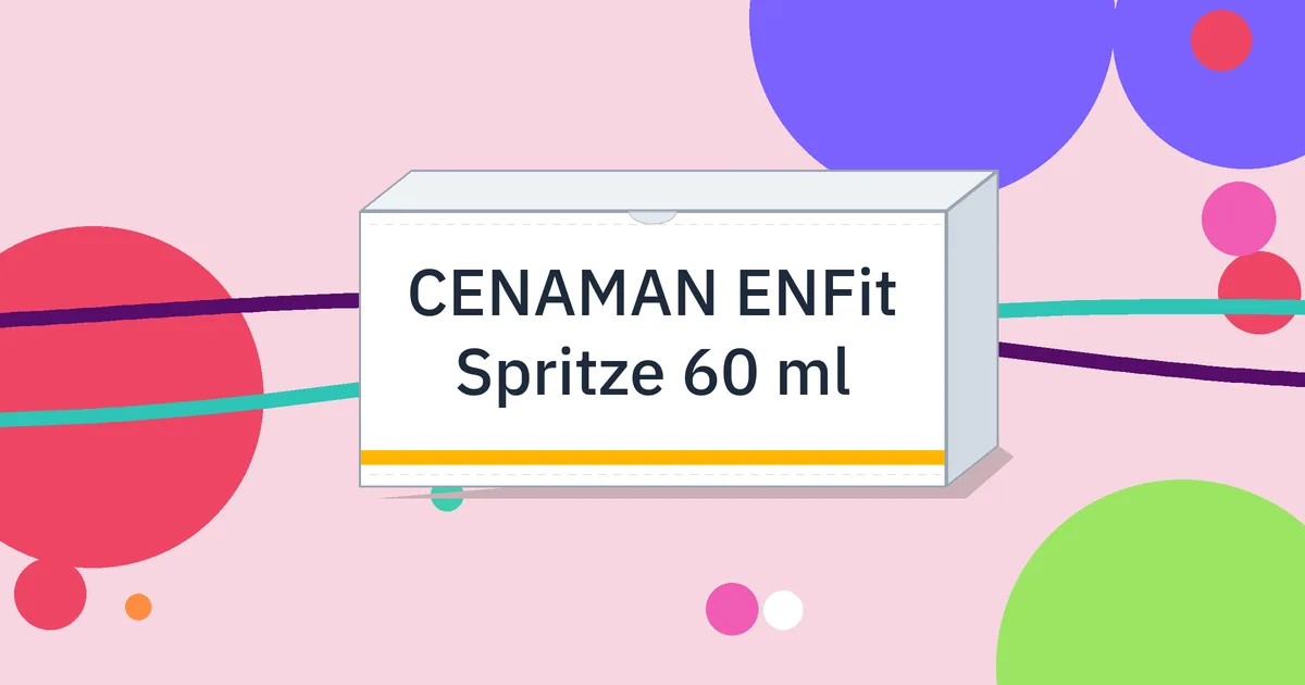 Symbolbild: Packung mit der Aufschrift CENAMAN ENFit Spritze 60 ml (PZN 15397983) – Verfügbarkeit und Bezug in Apotheken in Frankfurt am Main