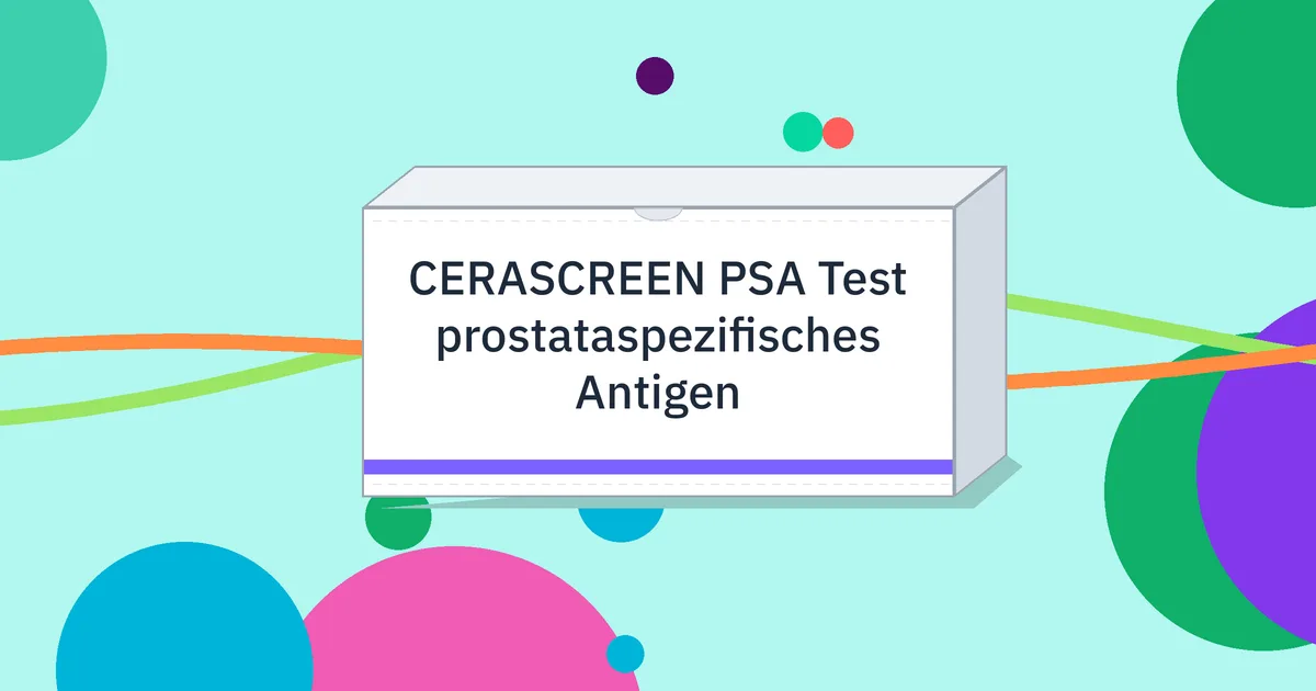Symbolbild: Packung mit der Aufschrift CERASCREEN PSA Test prostataspezifisches Antigen (PZN 18114939) – Verfügbarkeit und Bezug in Apotheken in Frankfurt am Main