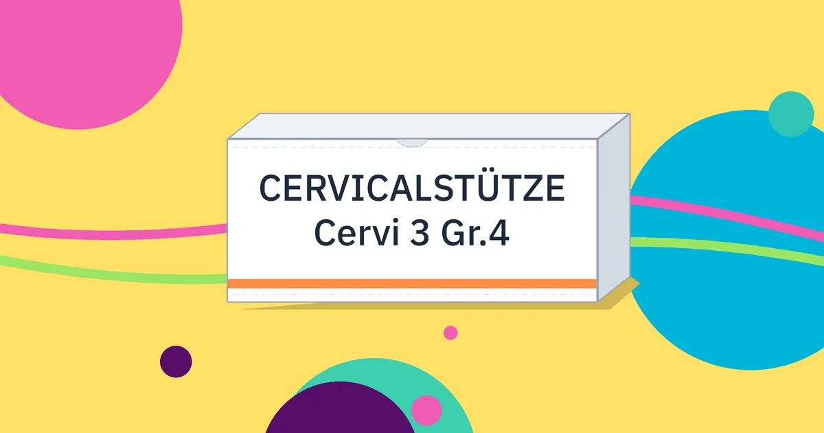 Symbolbild: Packung mit der Aufschrift CERVICALSTÜTZE Cervi 3 Gr.4 (PZN 05043818) – Verfügbarkeit und Bezug in Apotheken in Frankfurt am Main