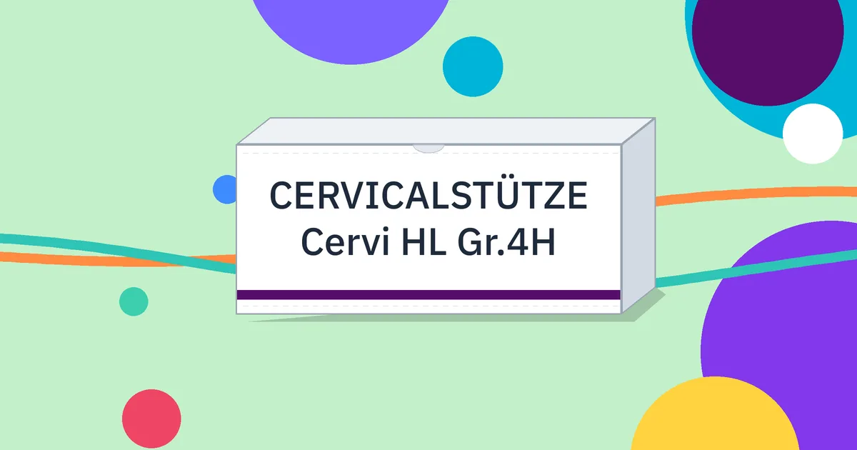 Symbolbild: Packung mit der Aufschrift CERVICALSTÜTZE Cervi HL Gr.4H (PZN 02885586) – Verfügbarkeit und Bezug in Apotheken in Frankfurt am Main
