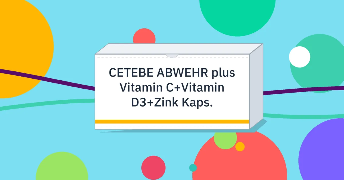 Symbolbild: Packung mit der Aufschrift CETEBE ABWEHR plus Vitamin C+Vitamin D3+Zink Kaps. (PZN 02415254) – Verfügbarkeit und Bezug in Apotheken in Frankfurt am Main