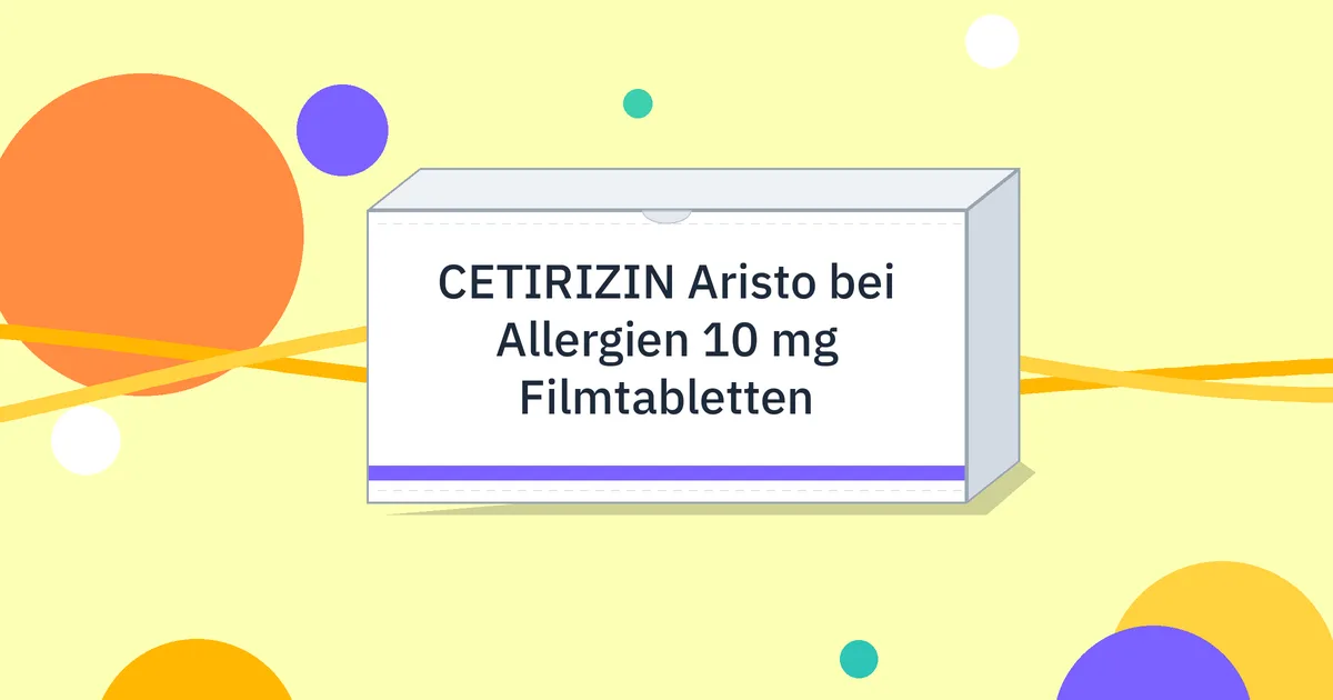 Symbolbild: Packung mit der Aufschrift CETIRIZIN Aristo bei Allergien 10 mg Filmtabletten (PZN 09703269) – Verfügbarkeit und Bezug in Apotheken in Frankfurt am Main