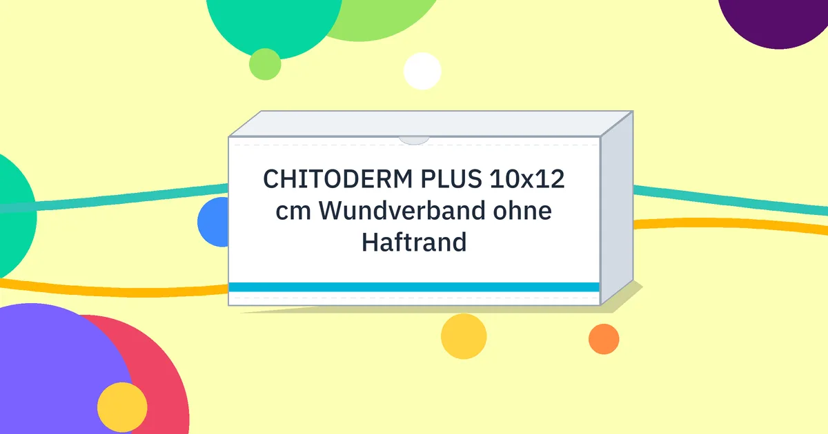 Symbolbild: Packung mit der Aufschrift CHITODERM PLUS 10x12 cm Wundverband ohne Haftrand (PZN 11586345) – Verfügbarkeit und Bezug in Apotheken in Frankfurt am Main