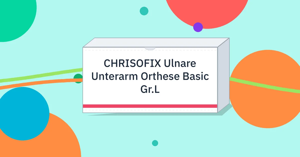 Symbolbild: Packung mit der Aufschrift CHRISOFIX Ulnare Unterarm Orthese Basic Gr.L (PZN 10343801) – Verfügbarkeit und Bezug in Apotheken in Frankfurt am Main