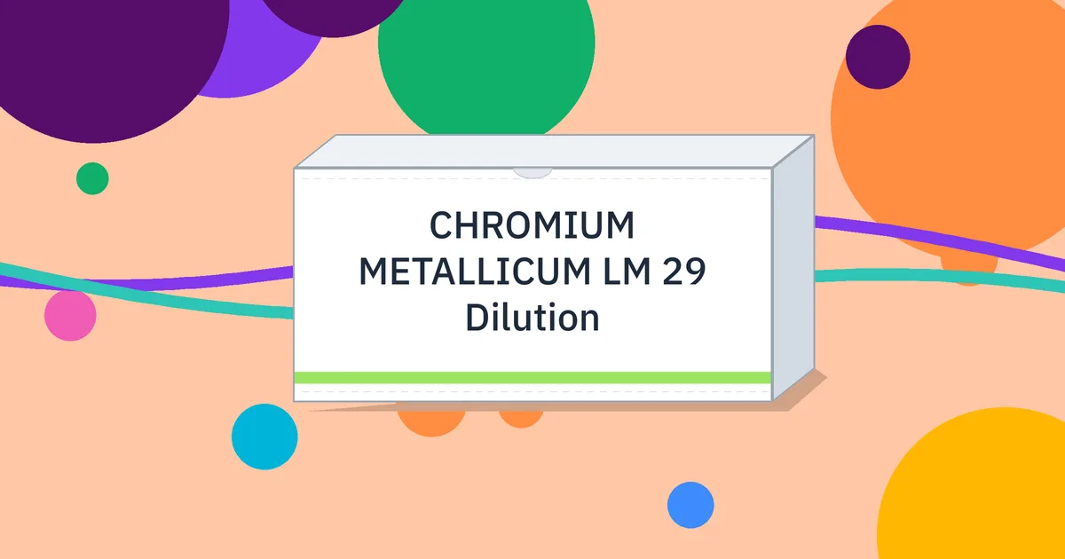 Symbolbild: Packung mit der Aufschrift CHROMIUM METALLICUM LM 29 Dilution (PZN 12818007) – Verfügbarkeit und Bezug in Apotheken in Frankfurt am Main