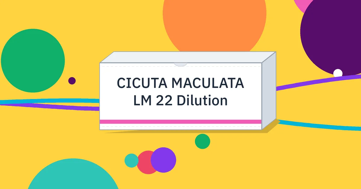 Symbolbild: Packung mit der Aufschrift CICUTA MACULATA LM 22 Dilution (PZN 12818384) – Verfügbarkeit und Bezug in Apotheken in Frankfurt am Main
