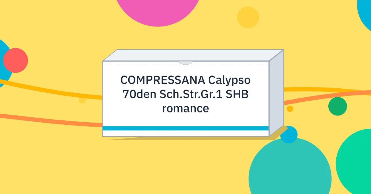Symbolbild: Packung mit der Aufschrift COMPRESSANA Calypso 70den Sch.Str.Gr.1 SHB romance (PZN 08910799) – Verfügbarkeit und Bezug in Apotheken in Frankfurt am Main