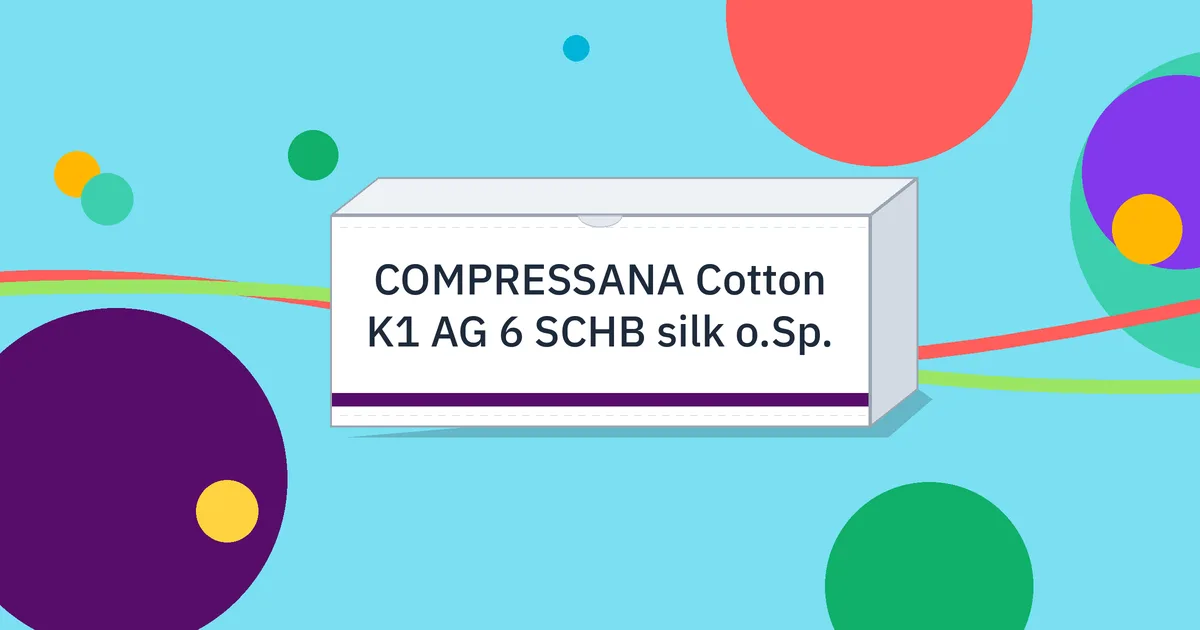 Symbolbild: Packung mit der Aufschrift COMPRESSANA Cotton K1 AG 6 SCHB silk o.Sp. (PZN 16960021) – Verfügbarkeit und Bezug in Apotheken in Frankfurt am Main