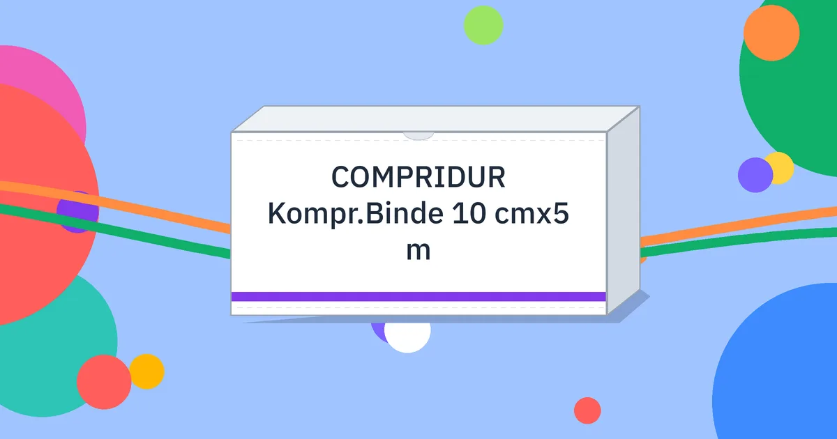 Symbolbild: Packung mit der Aufschrift COMPRIDUR Kompr.Binde 10 cmx5 m (PZN 20650208) – Verfügbarkeit und Bezug in Apotheken in Frankfurt am Main