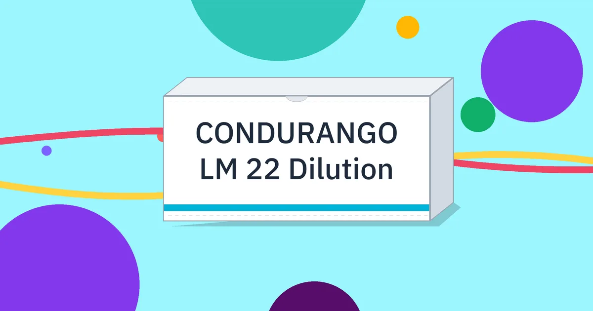Symbolbild: Packung mit der Aufschrift CONDURANGO LM 22 Dilution (PZN 13449807) – Verfügbarkeit und Bezug in Apotheken in Frankfurt am Main