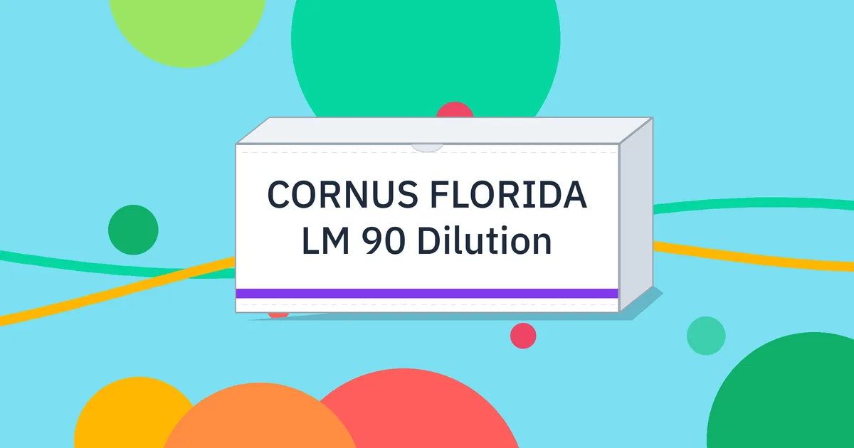 Symbolbild: Packung mit der Aufschrift CORNUS FLORIDA LM 90 Dilution (PZN 13452850) – Verfügbarkeit und Bezug in Apotheken in Frankfurt am Main