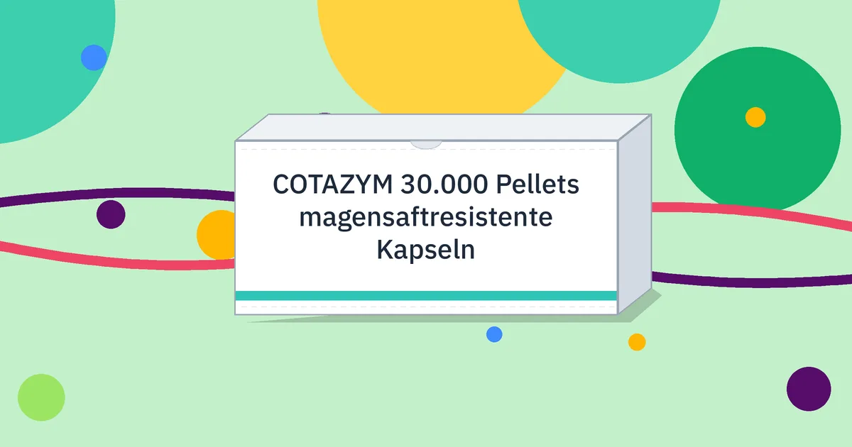 Symbolbild: Packung mit der Aufschrift COTAZYM 30.000 Pellets magensaftresistente Kapseln (PZN 04850959) – Verfügbarkeit und Bezug in Apotheken in Frankfurt am Main