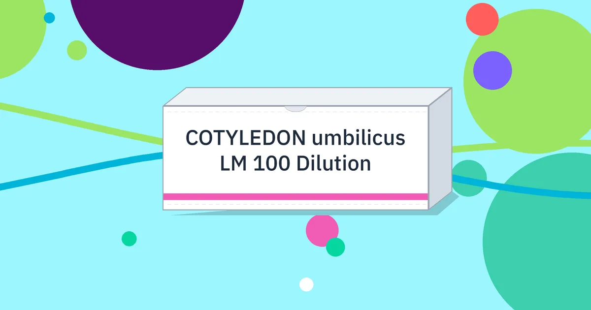 Symbolbild: Packung mit der Aufschrift COTYLEDON umbilicus LM 100 Dilution (PZN 13456144) – Verfügbarkeit und Bezug in Apotheken in Frankfurt am Main