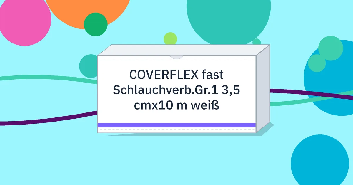 Symbolbild: Packung mit der Aufschrift COVERFLEX fast Schlauchverb.Gr.1 3,5 cmx10 m weiß (PZN 13828290) – Verfügbarkeit und Bezug in Apotheken in Frankfurt am Main
