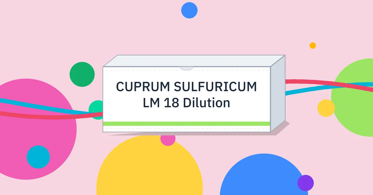 Symbolbild: Packung mit der Aufschrift CUPRUM SULFURICUM LM 18 Dilution (PZN 12839104) – Verfügbarkeit und Bezug in Apotheken in Frankfurt am Main