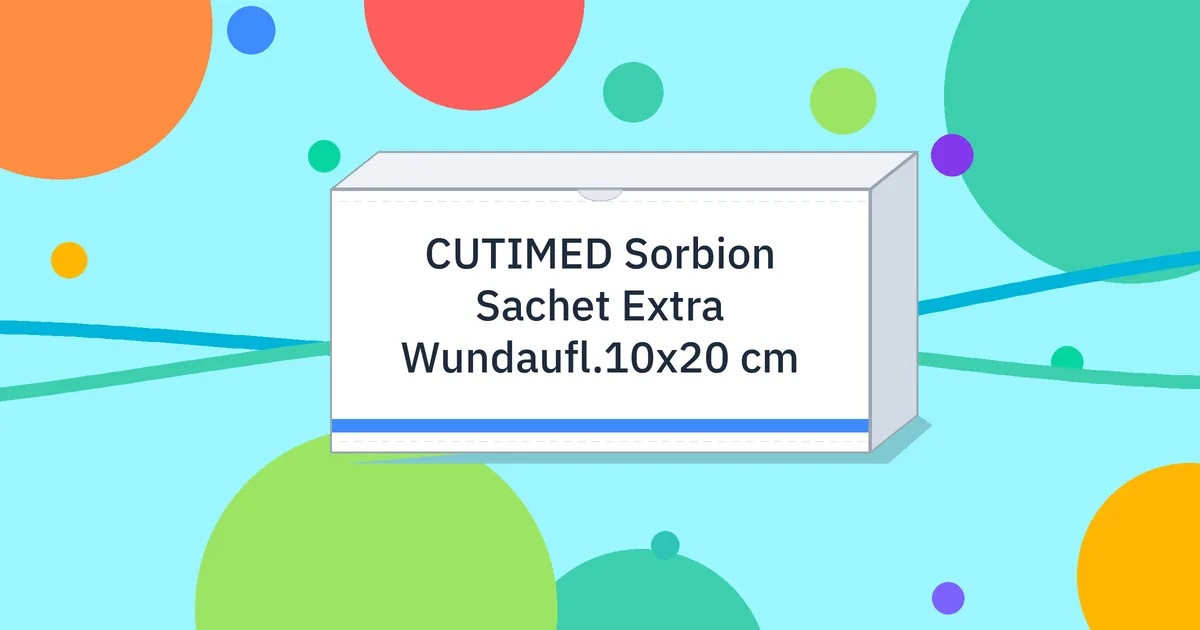Symbolbild: Packung mit der Aufschrift CUTIMED Sorbion Sachet Extra Wundaufl.10x20 cm (PZN 18731371) – Verfügbarkeit und Bezug in Apotheken in Frankfurt am Main