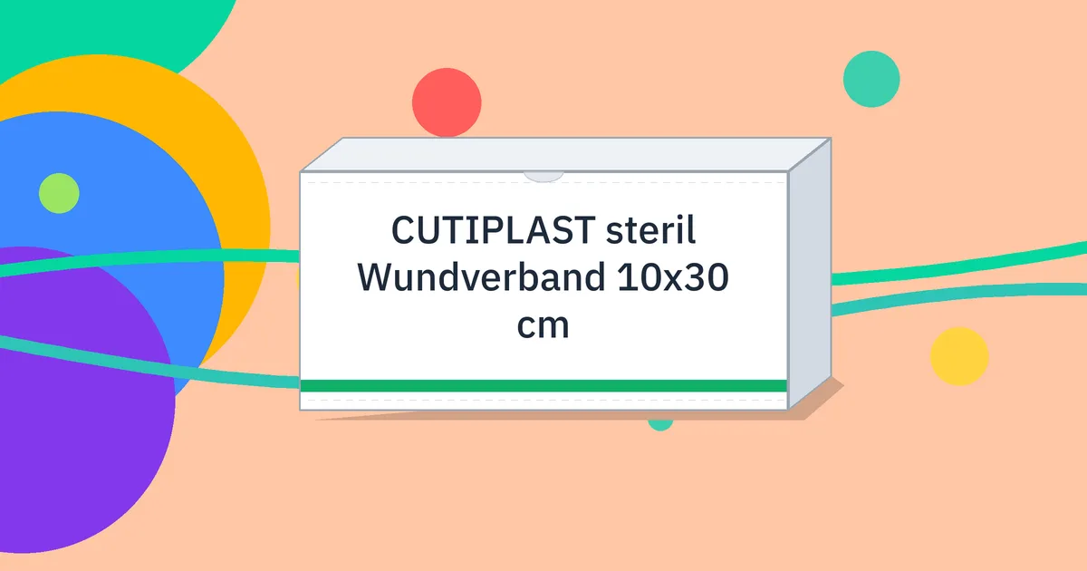 Symbolbild: Packung mit der Aufschrift CUTIPLAST steril Wundverband 10x30 cm (PZN 01131833) – Verfügbarkeit und Bezug in Apotheken in Frankfurt am Main