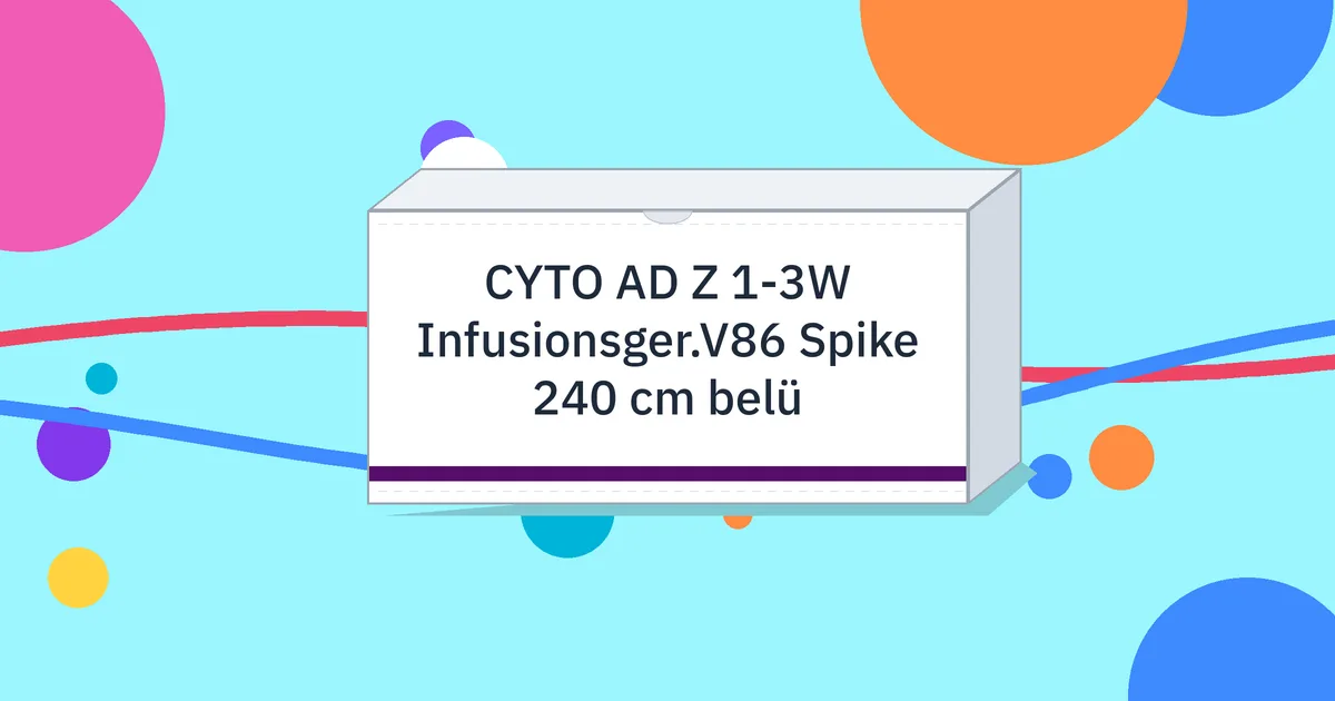 Symbolbild: Packung mit der Aufschrift CYTO AD Z 1-3W Infusionsger.V86 Spike 240 cm belü (PZN 16135831) – Verfügbarkeit und Bezug in Apotheken in Frankfurt am Main