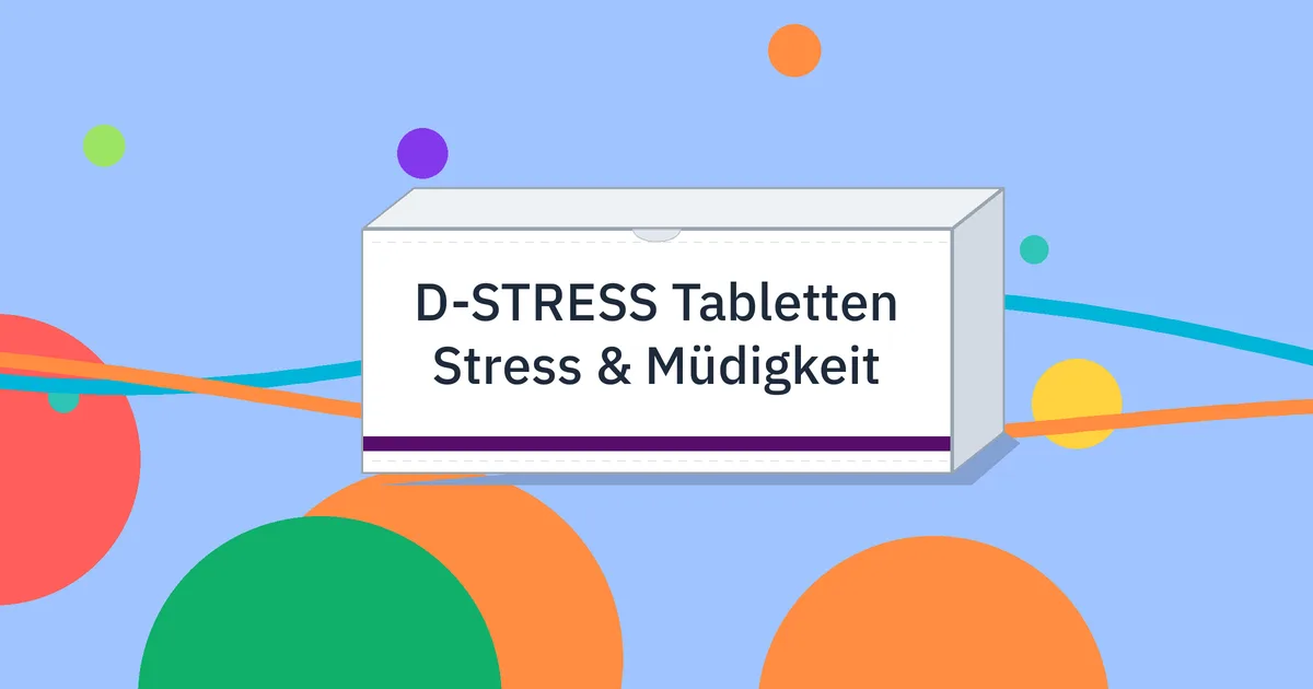 Symbolbild: Packung mit der Aufschrift D-STRESS Tabletten Stress & Müdigkeit (PZN 20797785) – Verfügbarkeit und Bezug in Apotheken in Frankfurt am Main