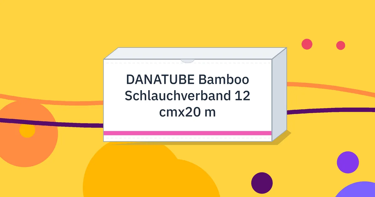 Symbolbild: Packung mit der Aufschrift DANATUBE Bamboo Schlauchverband 12 cmx20 m (PZN 20811019) – Verfügbarkeit und Bezug in Apotheken in Frankfurt am Main