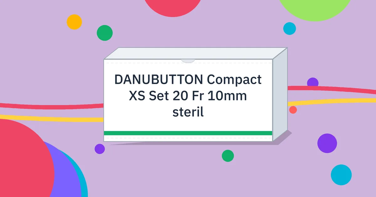 Symbolbild: Packung mit der Aufschrift DANUBUTTON Compact XS Set 20 Fr 10mm steril (PZN 19853136) – Verfügbarkeit und Bezug in Apotheken in Frankfurt am Main