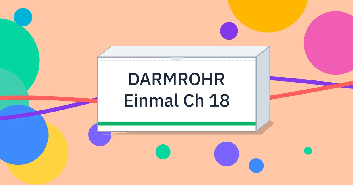 Symbolbild: Packung mit der Aufschrift DARMROHR Einmal Ch 18 (PZN 02438433) – Verfügbarkeit und Bezug in Apotheken in Frankfurt am Main