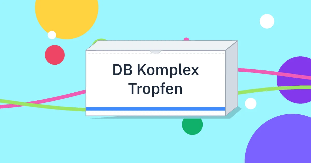 Symbolbild: Packung mit der Aufschrift DB Komplex Tropfen (PZN 04517036) – Verfügbarkeit und Bezug in Apotheken in Frankfurt am Main