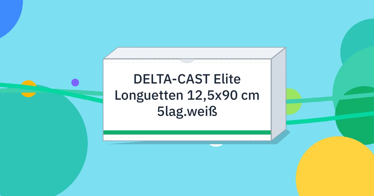 Symbolbild: Packung mit der Aufschrift DELTA-CAST Elite Longuetten 12,5x90 cm 5lag.weiß (PZN 07784022) – Verfügbarkeit und Bezug in Apotheken in Frankfurt am Main