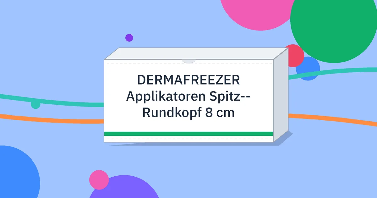 Symbolbild: Packung mit der Aufschrift DERMAFREEZER Applikatoren Spitz--Rundkopf 8 cm (PZN 19527566) – Verfügbarkeit und Bezug in Apotheken in Frankfurt am Main