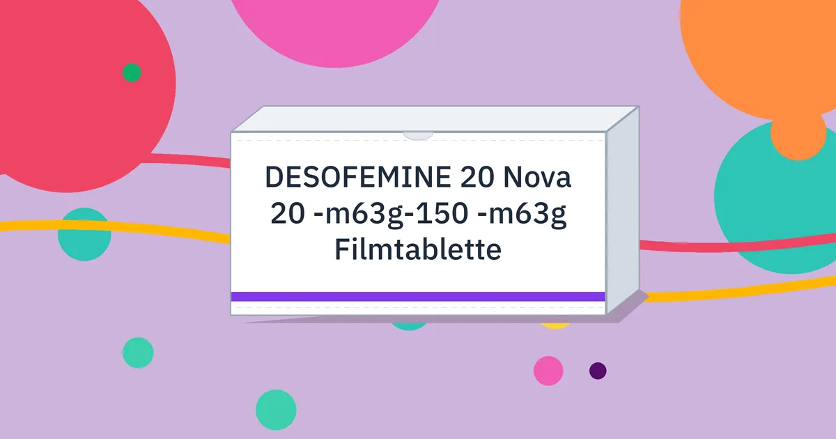Symbolbild: Packung mit der Aufschrift DESOFEMINE 20 Nova 20 -m63g-150 -m63g Filmtablette (PZN 09925633) – Verfügbarkeit und Bezug in Apotheken in Frankfurt am Main