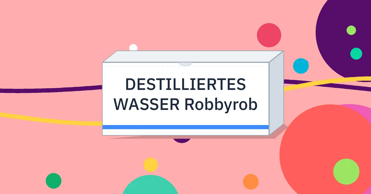 Symbolbild: Packung mit der Aufschrift DESTILLIERTES WASSER Robbyrob (PZN 08890803) – Verfügbarkeit und Bezug in Apotheken in Frankfurt am Main