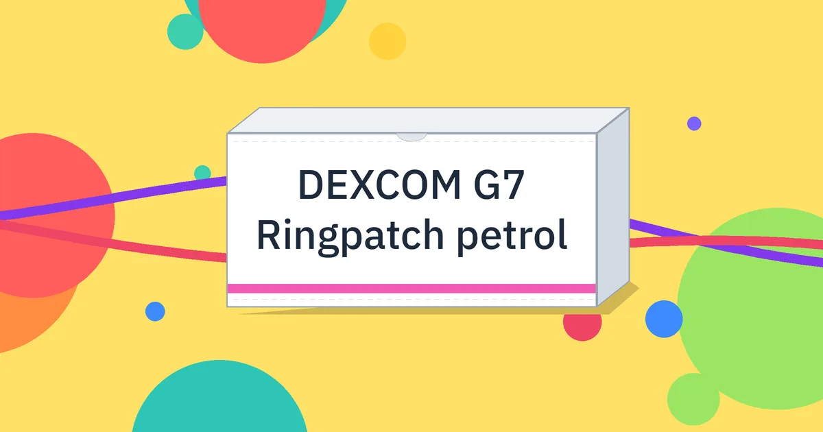 Symbolbild: Packung mit der Aufschrift DEXCOM G7 Ringpatch petrol (PZN 19865754) – Verfügbarkeit und Bezug in Apotheken in Frankfurt am Main