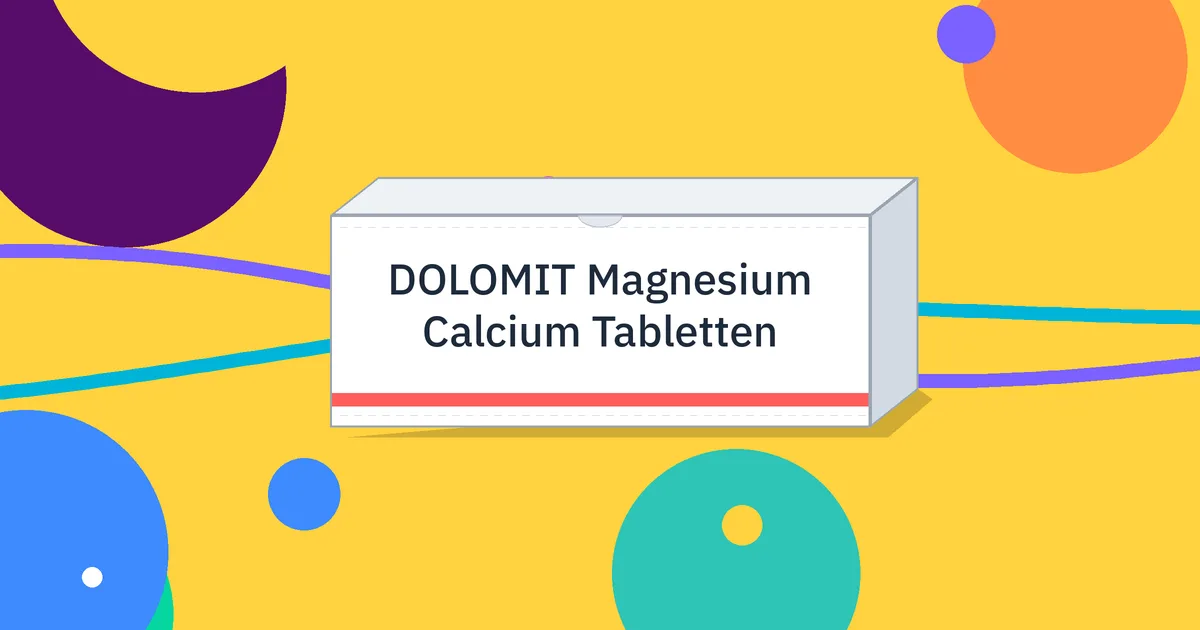 Symbolbild: Packung mit der Aufschrift DOLOMIT Magnesium Calcium Tabletten (PZN 03994923) – Verfügbarkeit und Bezug in Apotheken in Frankfurt am Main