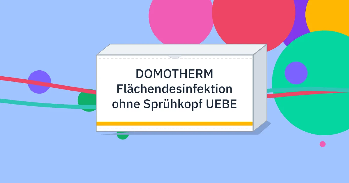Symbolbild: Packung mit der Aufschrift DOMOTHERM Flächendesinfektion ohne Sprühkopf UEBE (PZN 20894761) – Verfügbarkeit und Bezug in Apotheken in Frankfurt am Main