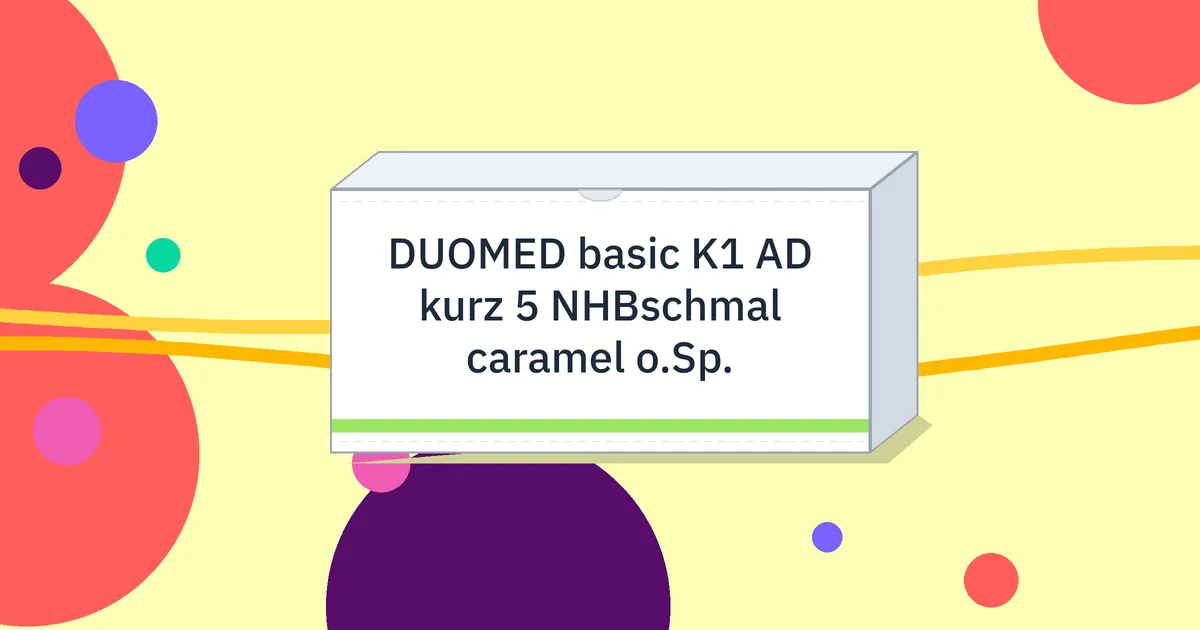 Symbolbild: Packung mit der Aufschrift DUOMED basic K1 AD kurz 5 NHBschmal caramel o.Sp. (PZN 20904264) – Verfügbarkeit und Bezug in Apotheken in Frankfurt am Main