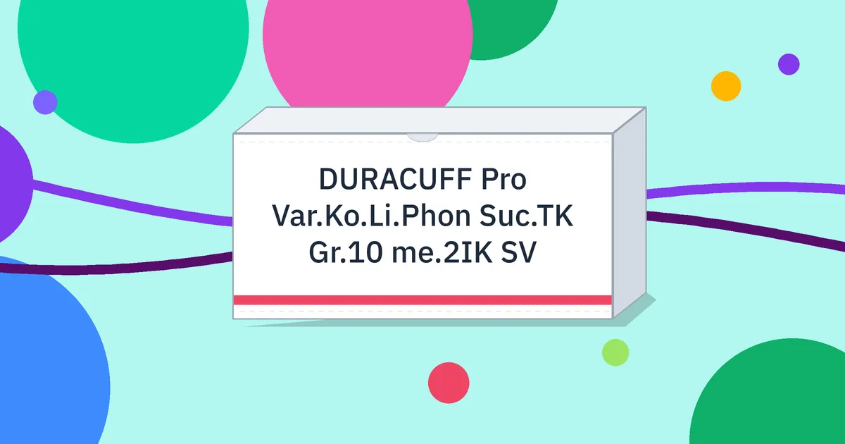 Symbolbild: Packung mit der Aufschrift DURACUFF Pro Var.Ko.Li.Phon Suc.TK Gr.10 me.2IK SV (PZN 19245402) – Verfügbarkeit und Bezug in Apotheken in Frankfurt am Main