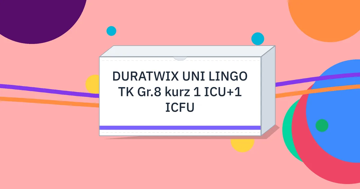 Symbolbild: Packung mit der Aufschrift DURATWIX UNI LINGO TK Gr.8 kurz 1 ICU+1 ICFU (PZN 19788249) – Verfügbarkeit und Bezug in Apotheken in Frankfurt am Main