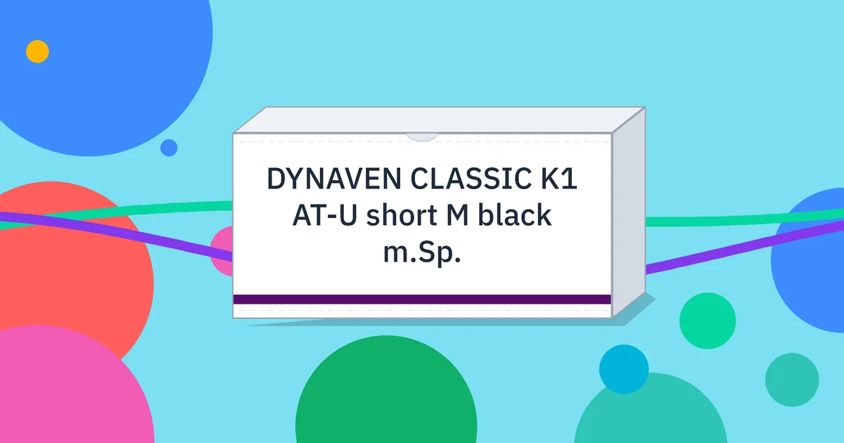 Symbolbild: Packung mit der Aufschrift DYNAVEN CLASSIC K1 AT-U short M black m.Sp. (PZN 18416818) – Verfügbarkeit und Bezug in Apotheken in Frankfurt am Main