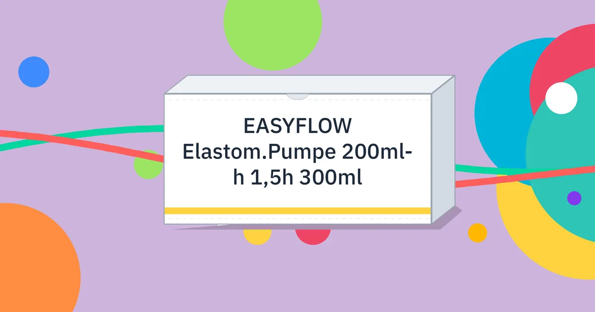 Symbolbild: Packung mit der Aufschrift EASYFLOW Elastom.Pumpe 200ml-h 1,5h 300ml (PZN 19789585) – Verfügbarkeit und Bezug in Apotheken in Frankfurt am Main