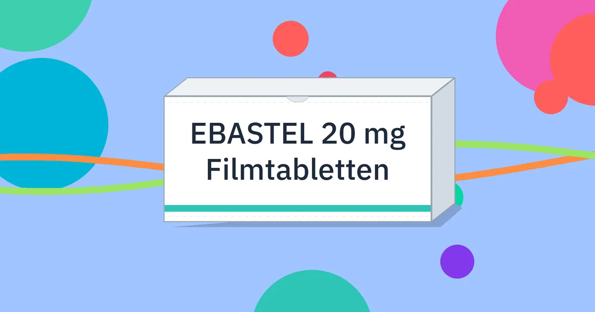 Symbolbild: Packung mit der Aufschrift EBASTEL 20 mg Filmtabletten (PZN 04445940) – Verfügbarkeit und Bezug in Apotheken in Frankfurt am Main