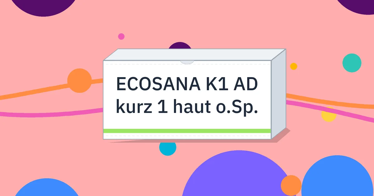 Symbolbild: Packung mit der Aufschrift ECOSANA K1 AD kurz 1 haut o.Sp. (PZN 04724344) – Verfügbarkeit und Bezug in Apotheken in Frankfurt am Main