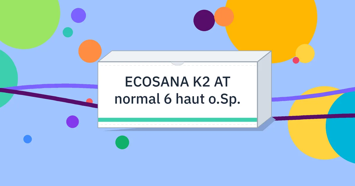 Symbolbild: Packung mit der Aufschrift ECOSANA K2 AT normal 6 haut o.Sp. (PZN 01566092) – Verfügbarkeit und Bezug in Apotheken in Frankfurt am Main