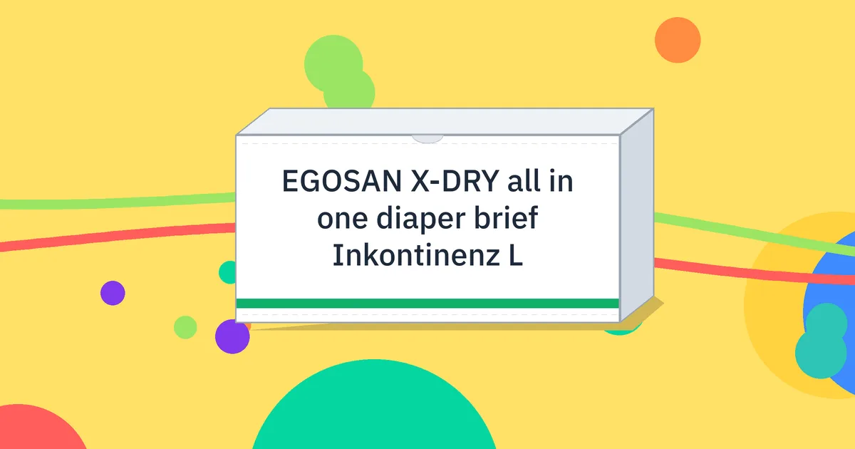 Symbolbild: Packung mit der Aufschrift EGOSAN X-DRY all in one diaper brief Inkontinenz L (PZN 18849262) – Verfügbarkeit und Bezug in Apotheken in Frankfurt am Main