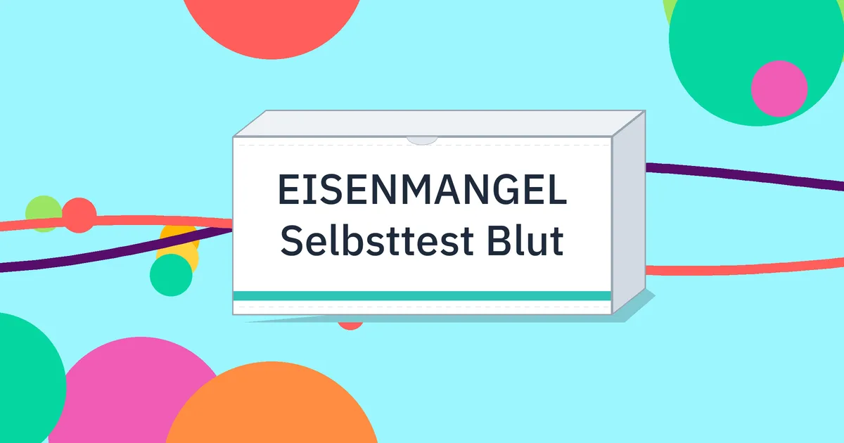 Symbolbild: Packung mit der Aufschrift EISENMANGEL Selbsttest Blut (PZN 18795454) – Verfügbarkeit und Bezug in Apotheken in Frankfurt am Main