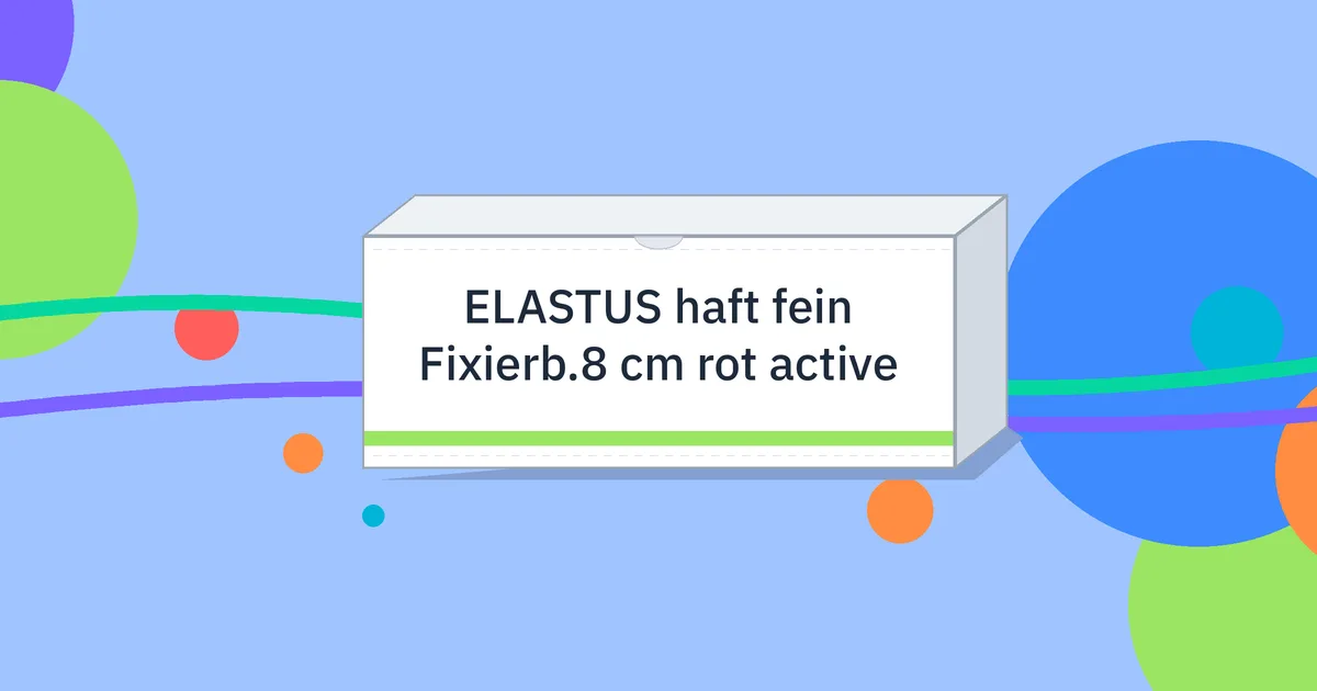 Symbolbild: Packung mit der Aufschrift ELASTUS haft fein Fixierb.8 cm rot active (PZN 03481135) – Verfügbarkeit und Bezug in Apotheken in Frankfurt am Main