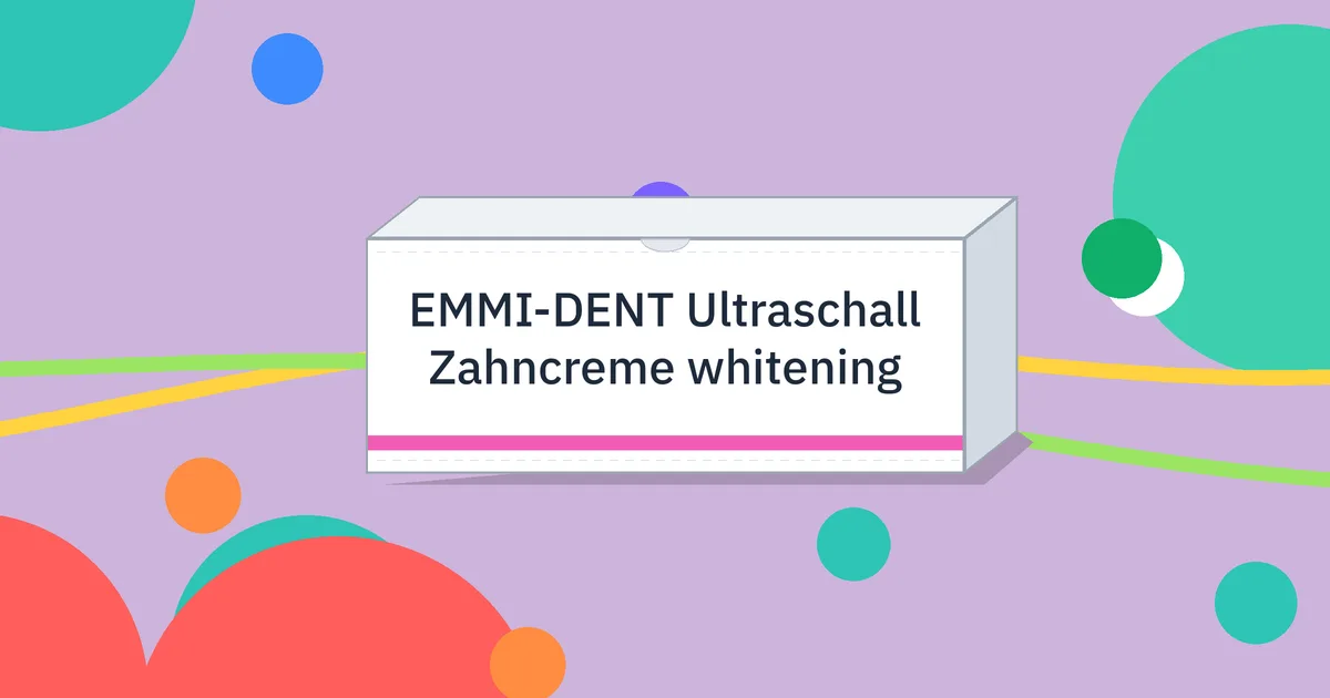 Symbolbild: Packung mit der Aufschrift EMMI-DENT Ultraschall Zahncreme whitening (PZN 16839897) – Verfügbarkeit und Bezug in Apotheken in Frankfurt am Main