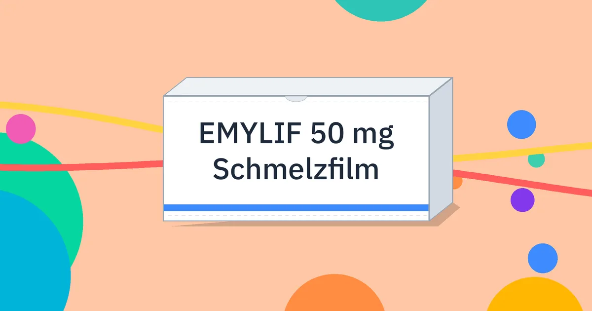 Symbolbild: Packung mit der Aufschrift EMYLIF 50 mg Schmelzfilm (PZN 18359546) – Verfügbarkeit und Bezug in Apotheken in Frankfurt am Main