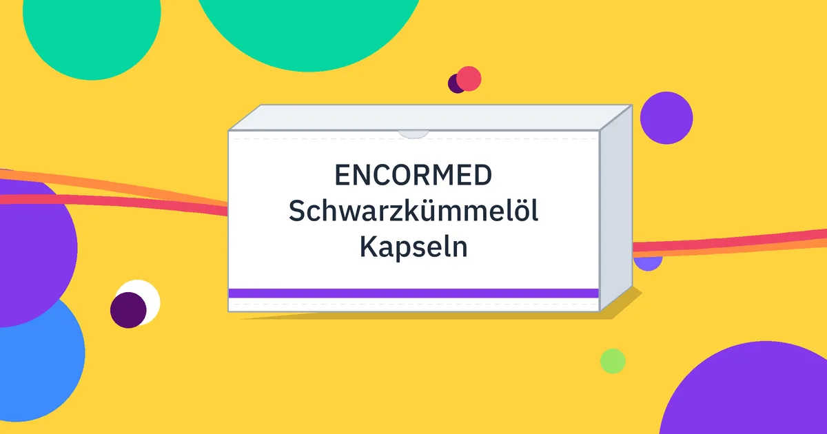 Symbolbild: Packung mit der Aufschrift ENCORMED Schwarzkümmelöl Kapseln (PZN 13197139) – Verfügbarkeit und Bezug in Apotheken in Frankfurt am Main